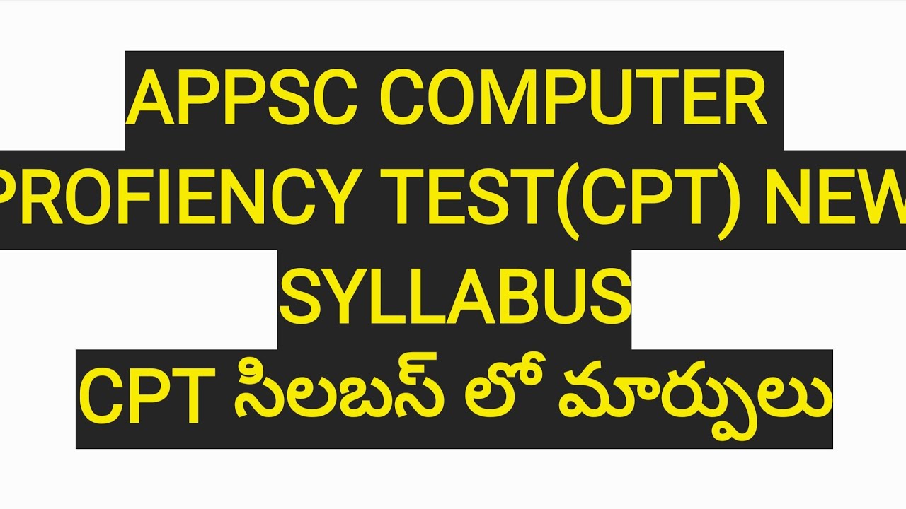 APPSC NEW CPT SYLLABUS - YouTube