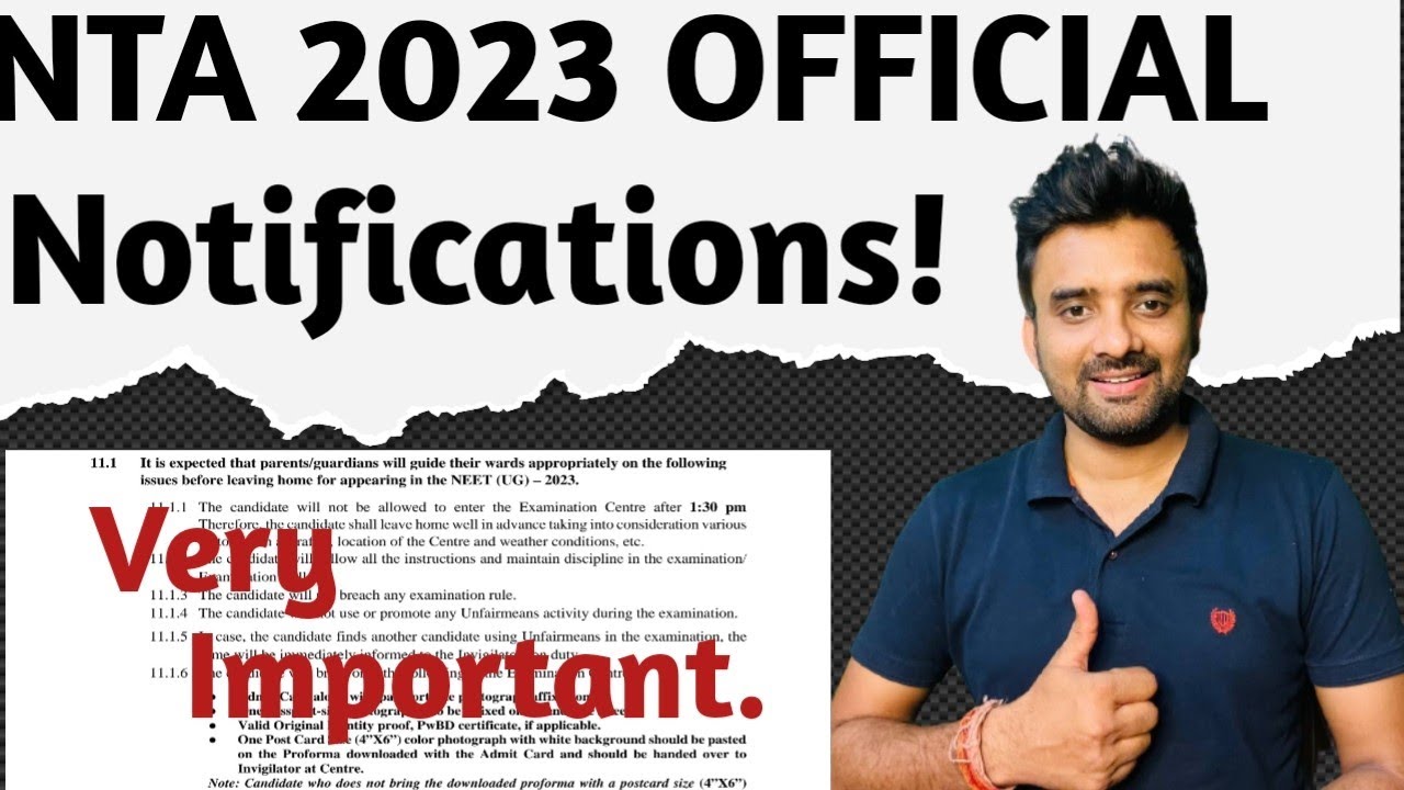 NTA OFFICIAL NOTIFICATION||NEET 2023👍 - YouTube