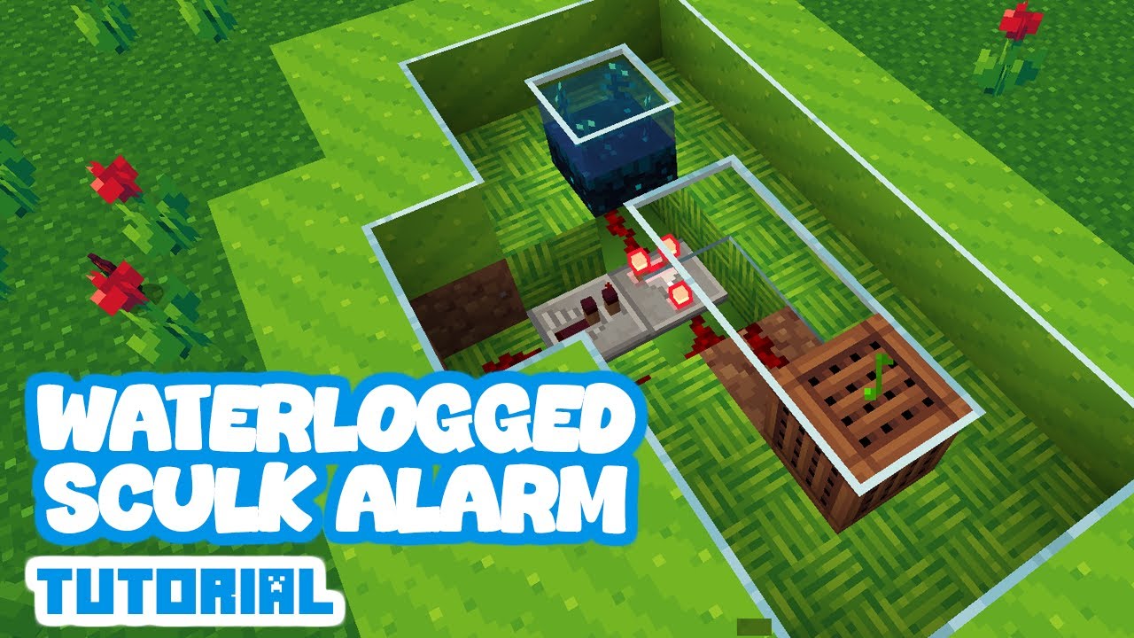 Simple Waterlogged Sculk Sensor Alarm for Minecraft TUTORIAL - YouTube