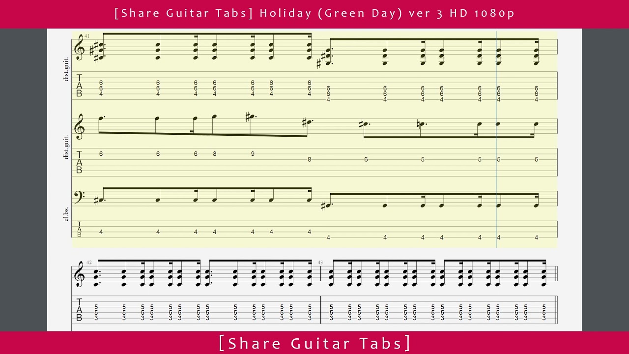 [Share Guitar Tabs] Holiday (Green Day) ver 3 HD 1080p - YouTube