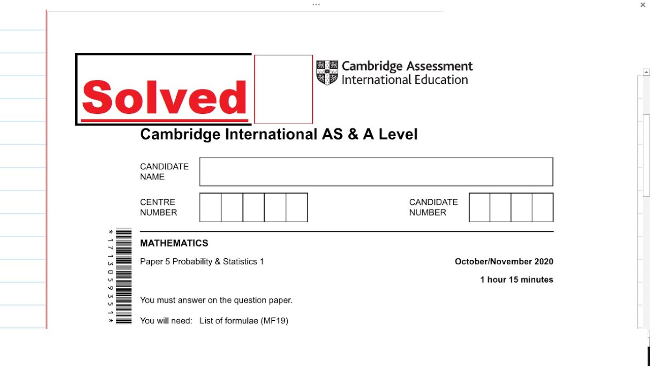 Solved S1 Oct/Nov 2020 9709/52 Q2 part c - YouTube