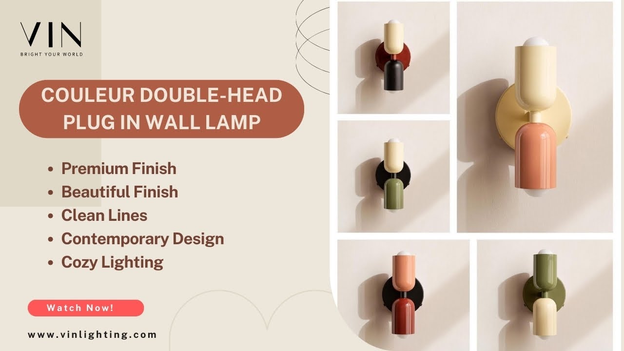 Couleur Double Head Plug In Wall Lamp - YouTube
