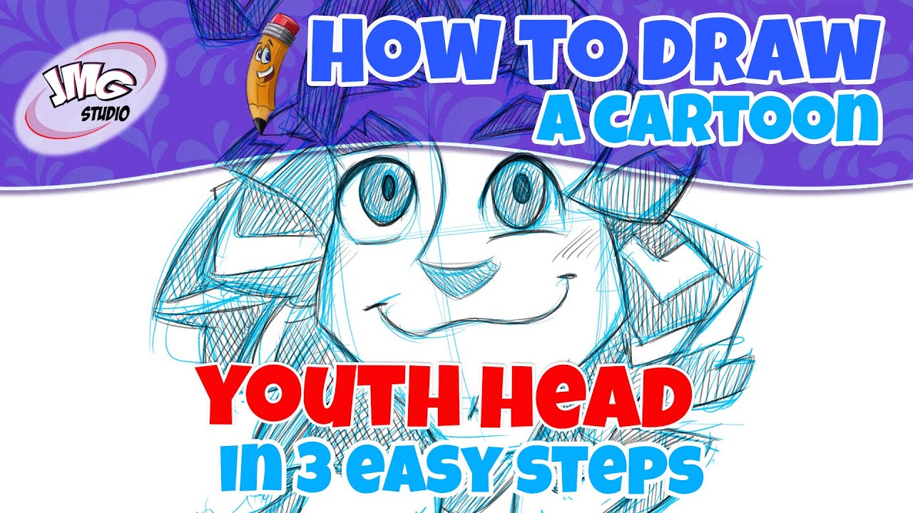 How to draw a cartoon boy's head in 3 easy steps - YouTube