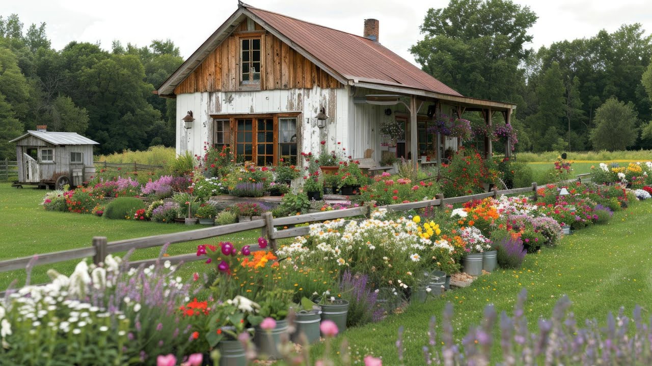 Creative Small Rustic Farmhouse Garden Design Using Recycled Materials ...
