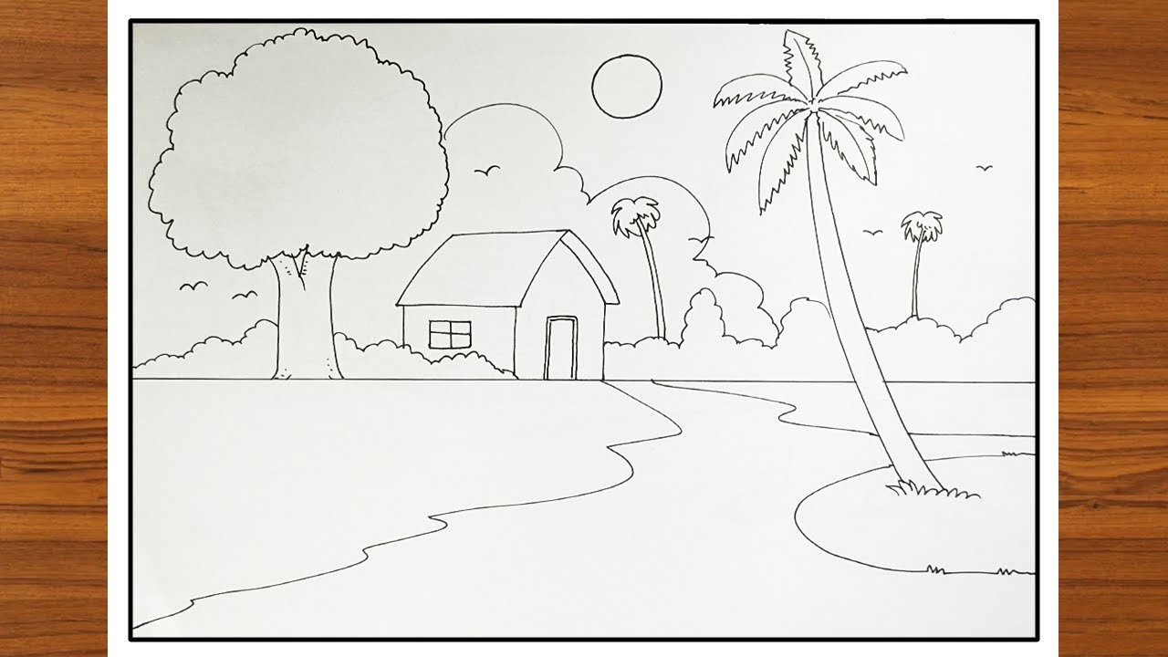 How to Draw Nature Scenery for Beginners / Beautiful Scenery Landscape ...