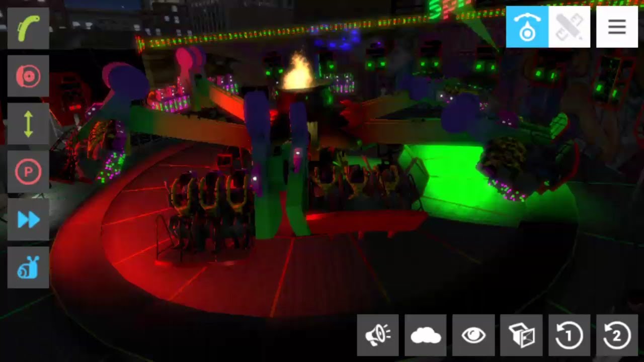 Funfair Ride Simulator 4 Spinner at night - YouTube