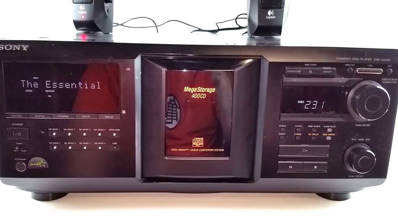 Sony CDP-CX455 400 Disc CD Changer Player MegaStorage Tested Black ...