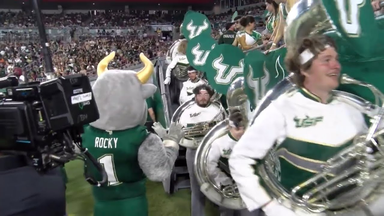 USF BULLS football game with Herd of Thunder marching band and Rocky ...