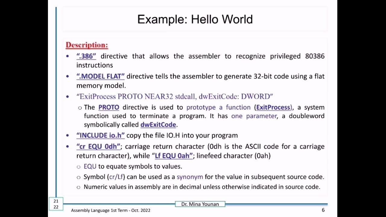 Assembly: Lec_04_p2 Assembly Program in Nutshell (Cont.) - YouTube