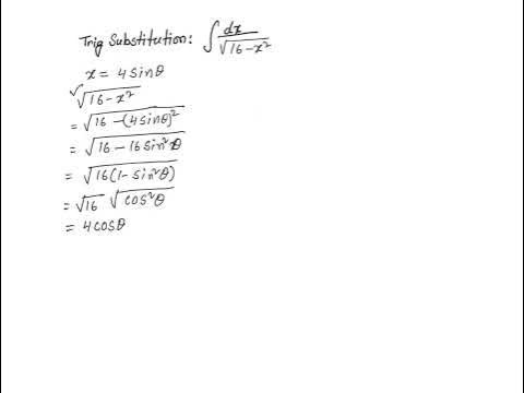 Integration by trig substitution example 1 - YouTube