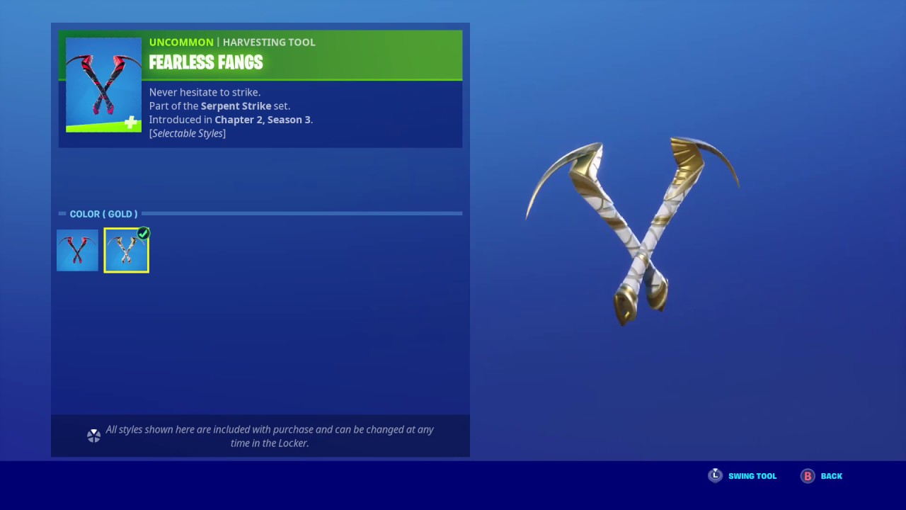 *NEW* FEARLESS FANGS DUAL-PICKAXE IN FORTNITE! (SERPENT SET) - YouTube