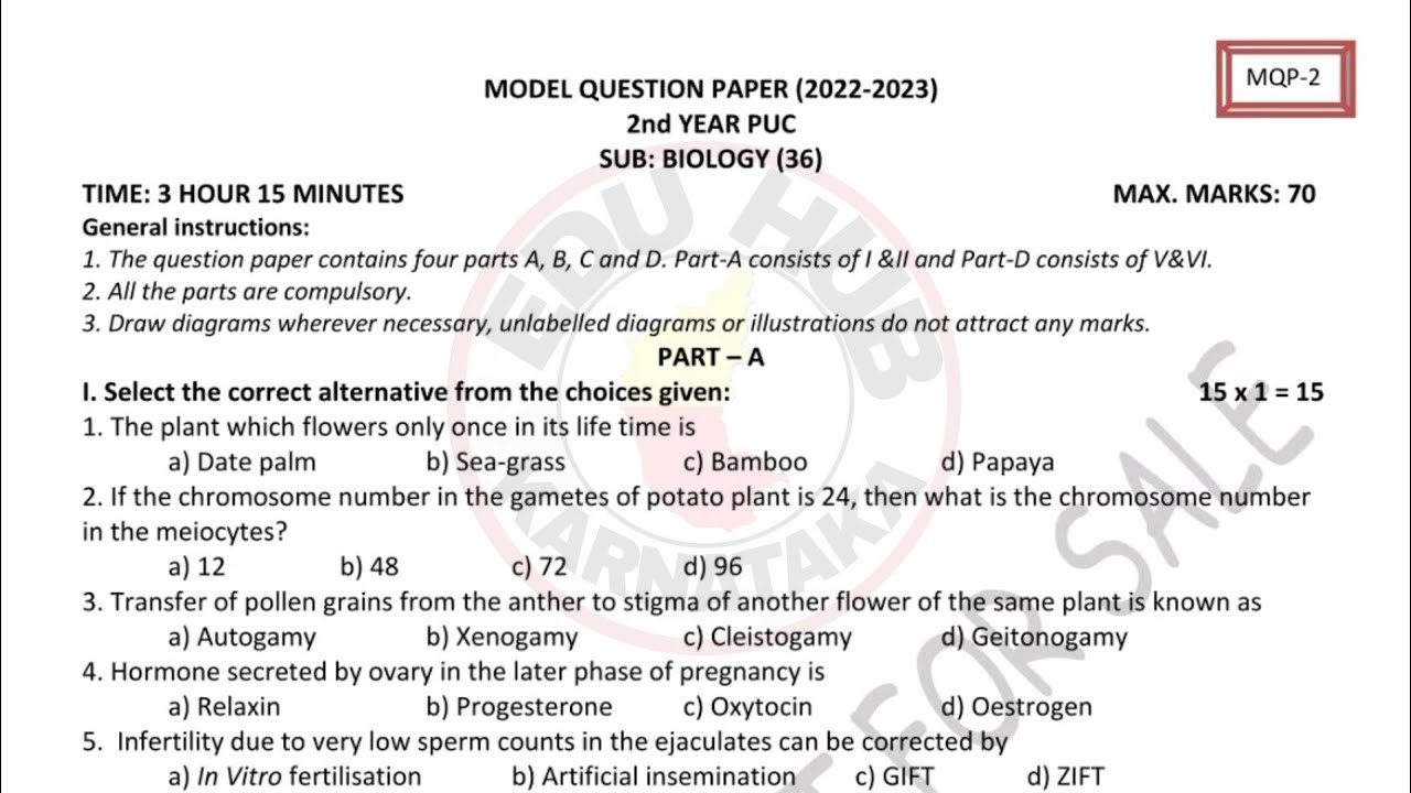 2nd PUC Biology Model Question With Answers 2023 Biology Important 2nd PUC Biology Model Question With Answers 2023 Biology Important