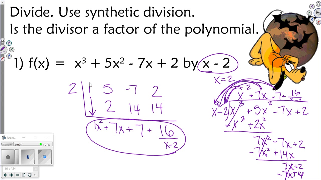 5 4 synthetic division notes - YouTube