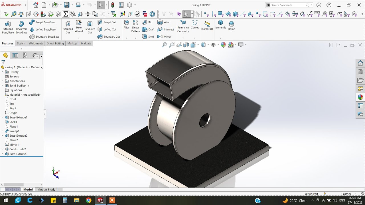 ☑️Solidworks Blower Casing design tutorial | How to make Blower casing ...