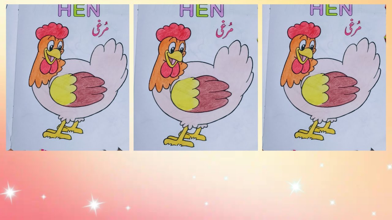 Hen Coloring | How To Color A Chicken | Hen Colour Drawing | Tota Morni ...