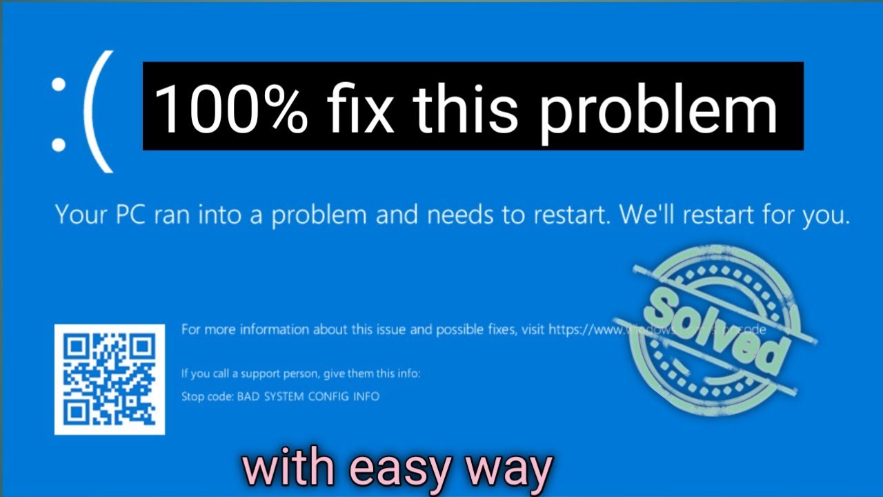your pc ran into a problem and needs to restart - how to fix this - try ...