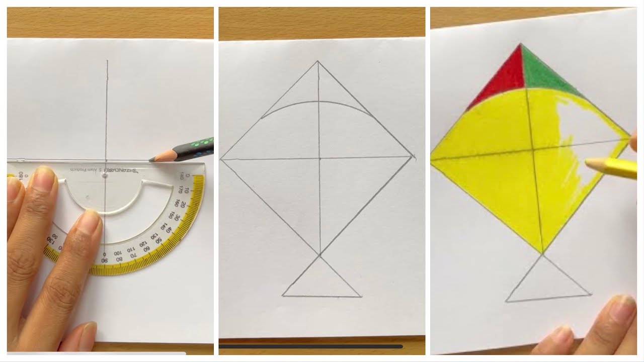 How to draw a kite | kite drawing easy colour 7art - YouTube