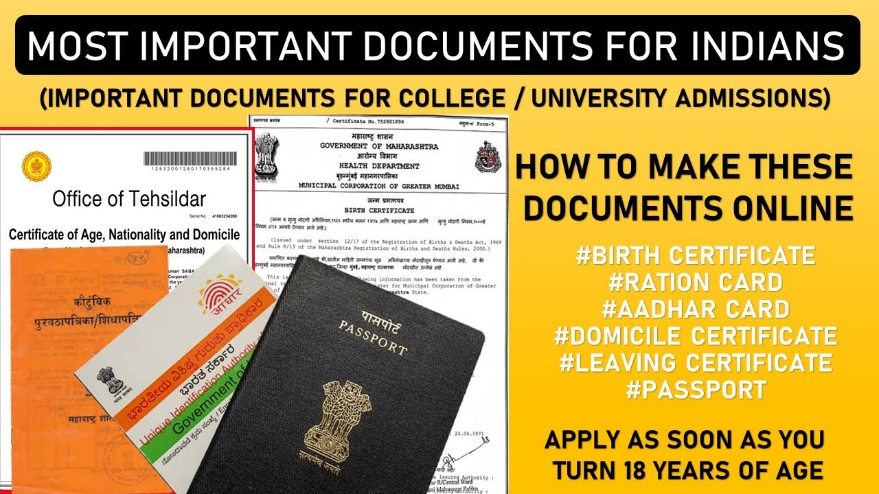 IMPORTANT DOCUMENTS FOR COLLEGE ADMISSIONS IN INDIA | MUST HAVE ...