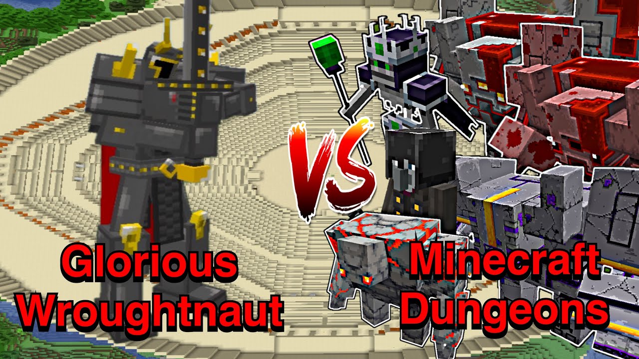 Minecraft: Bedrock |Mobs Battle| Glorious Wroughtnaut VS Minecraft Dungeons - YouTube