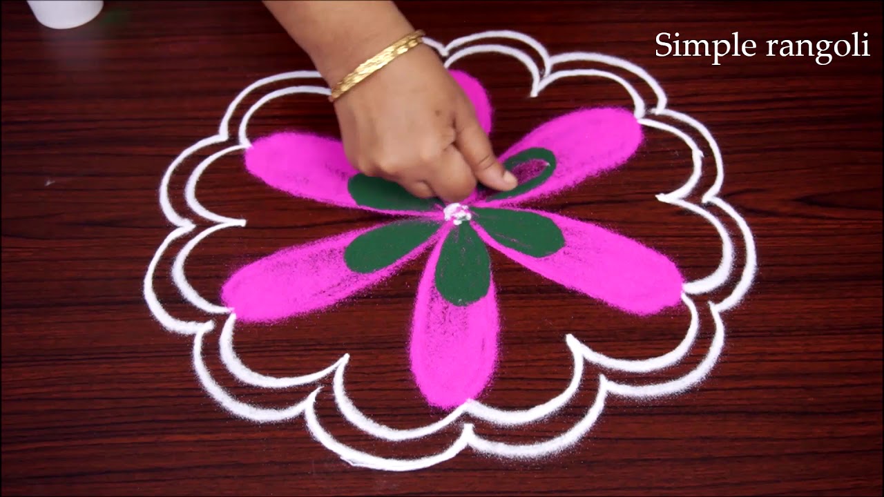 Creative Kolam Design with 5x3 dots | Free Flowing Rangoli design ...