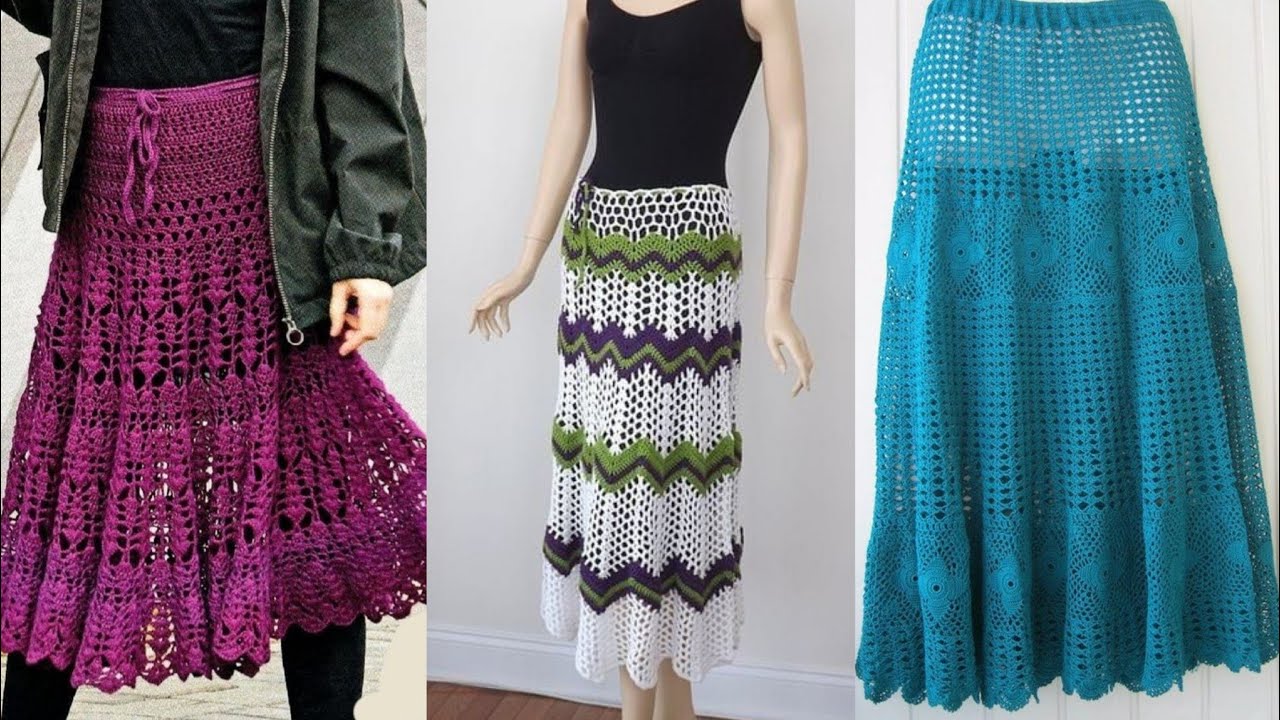 vestidos de falda de crochet modernos de moda - YouTube