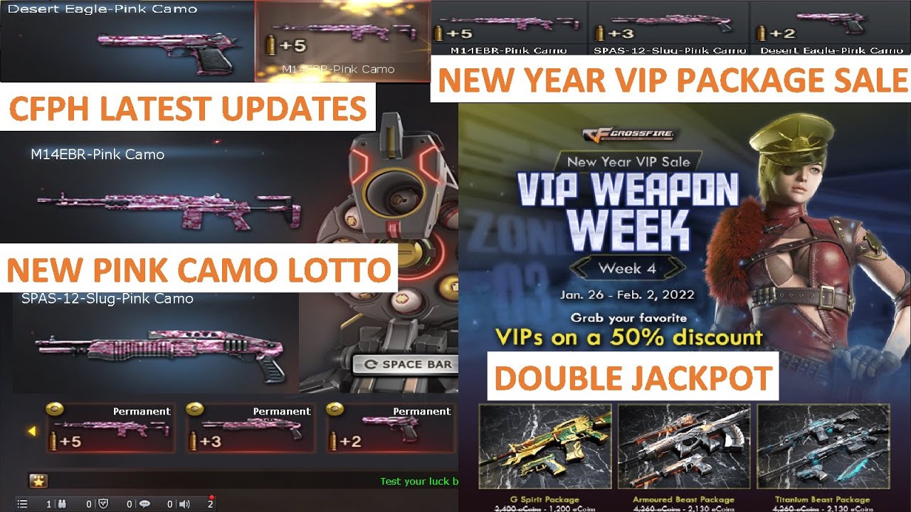 CROSSFIRE PH LATEST UPDATES NEW PINK CAMO LOTTO & NEW YEAR VIP PACKAGE ...