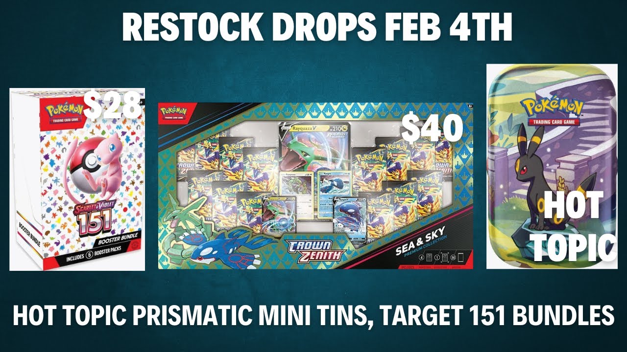 HOT TOPIC PRISMATIC MINI TINS - TARGET 151 BUNDLE RESTOCK - SEA & SKY NOT OVER YET - YouTube