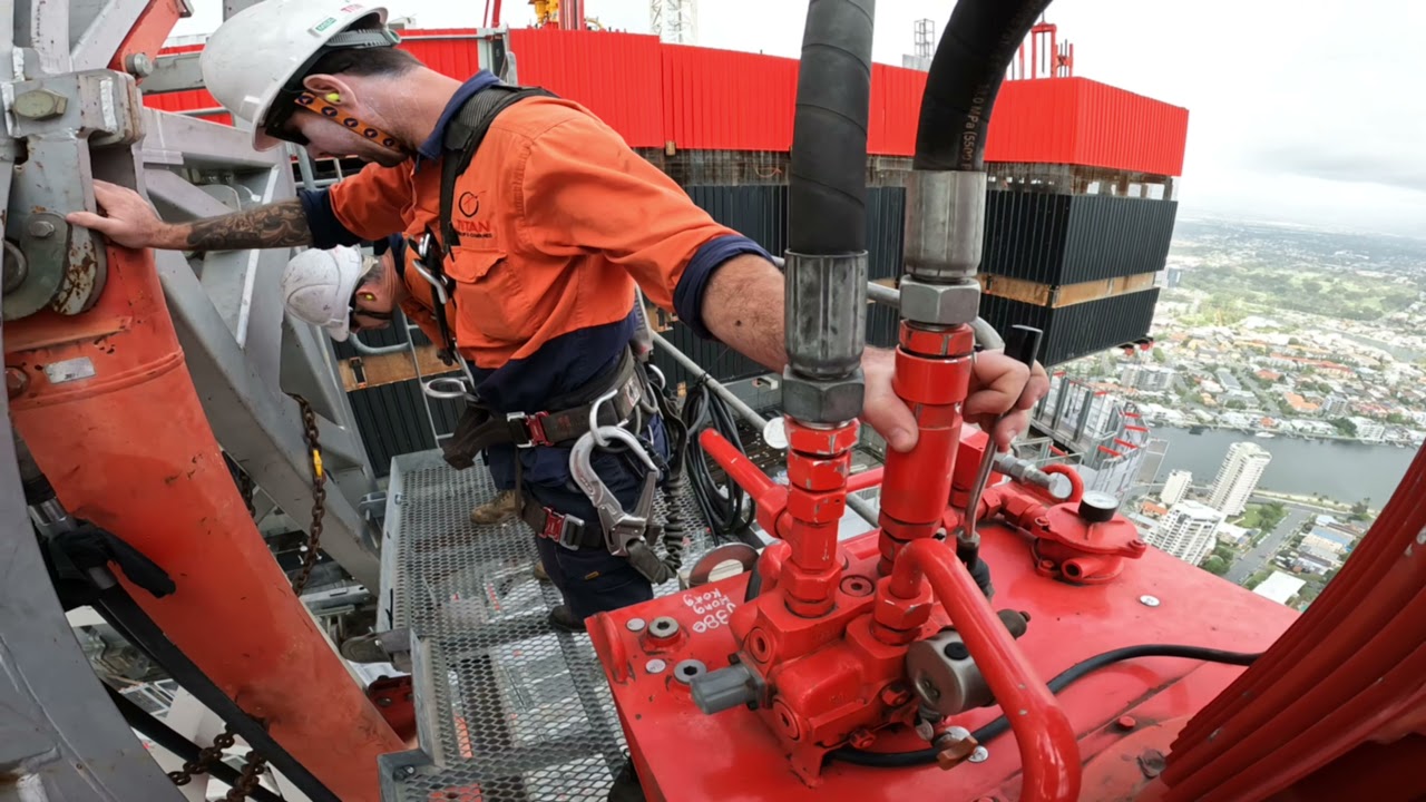 Tower crane climb - YouTube