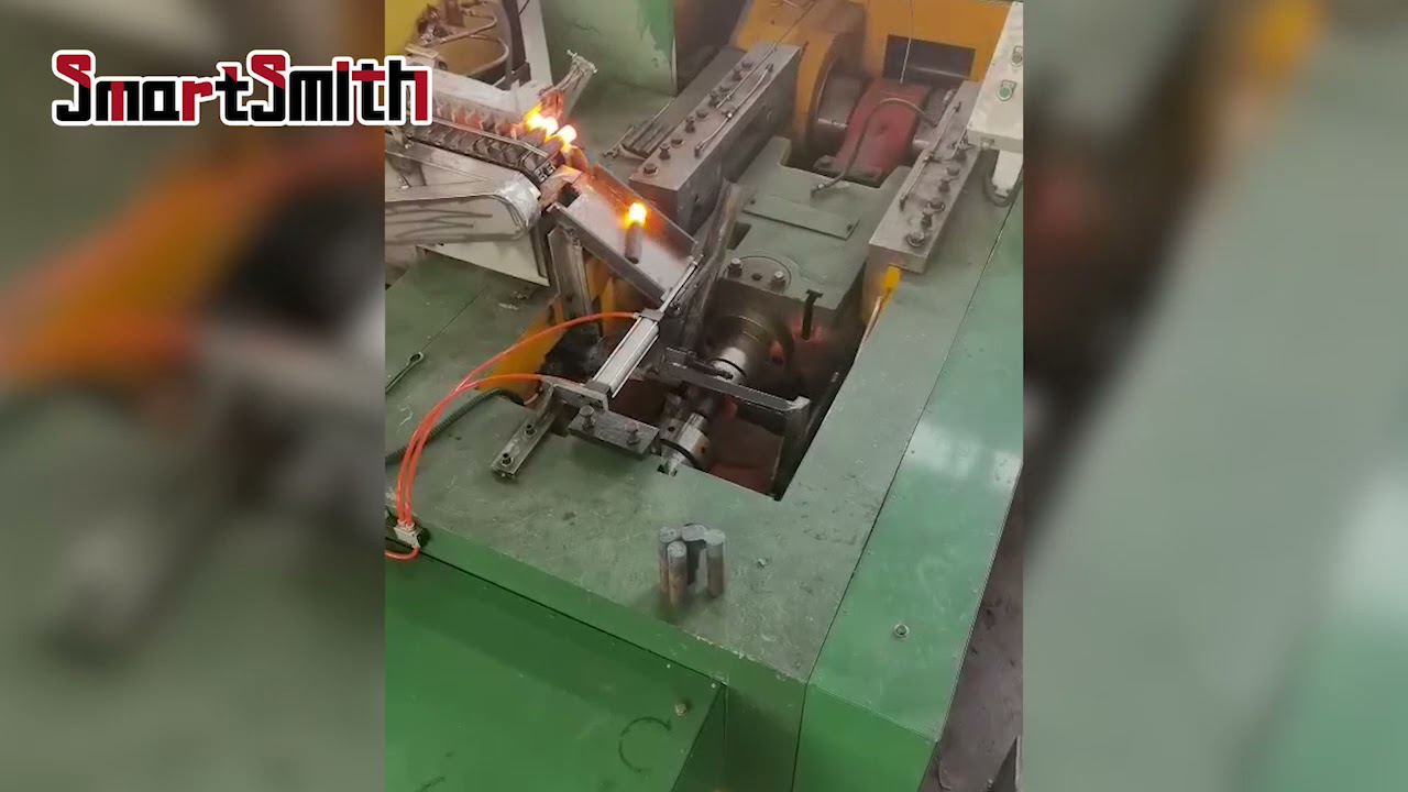 Bolt head forging, M12 or larger, automatic hot heading machine, red ...