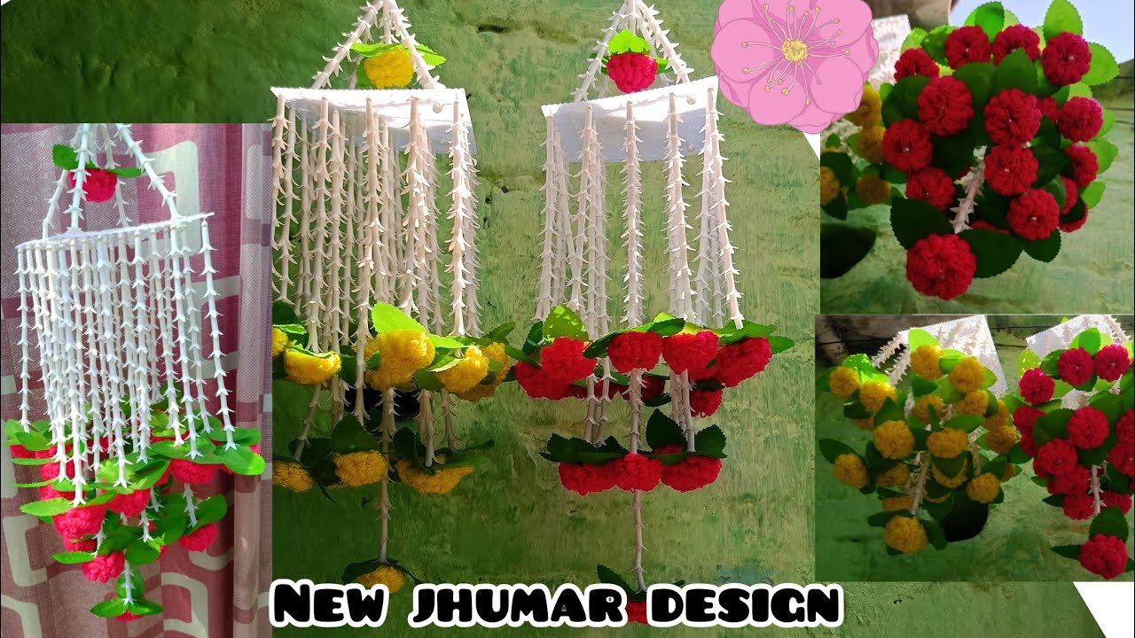 🌼🌺 सांचे से बने फूल से बनाए नए झूमर का डिजाइन , Crochet Flower Jhumar ...