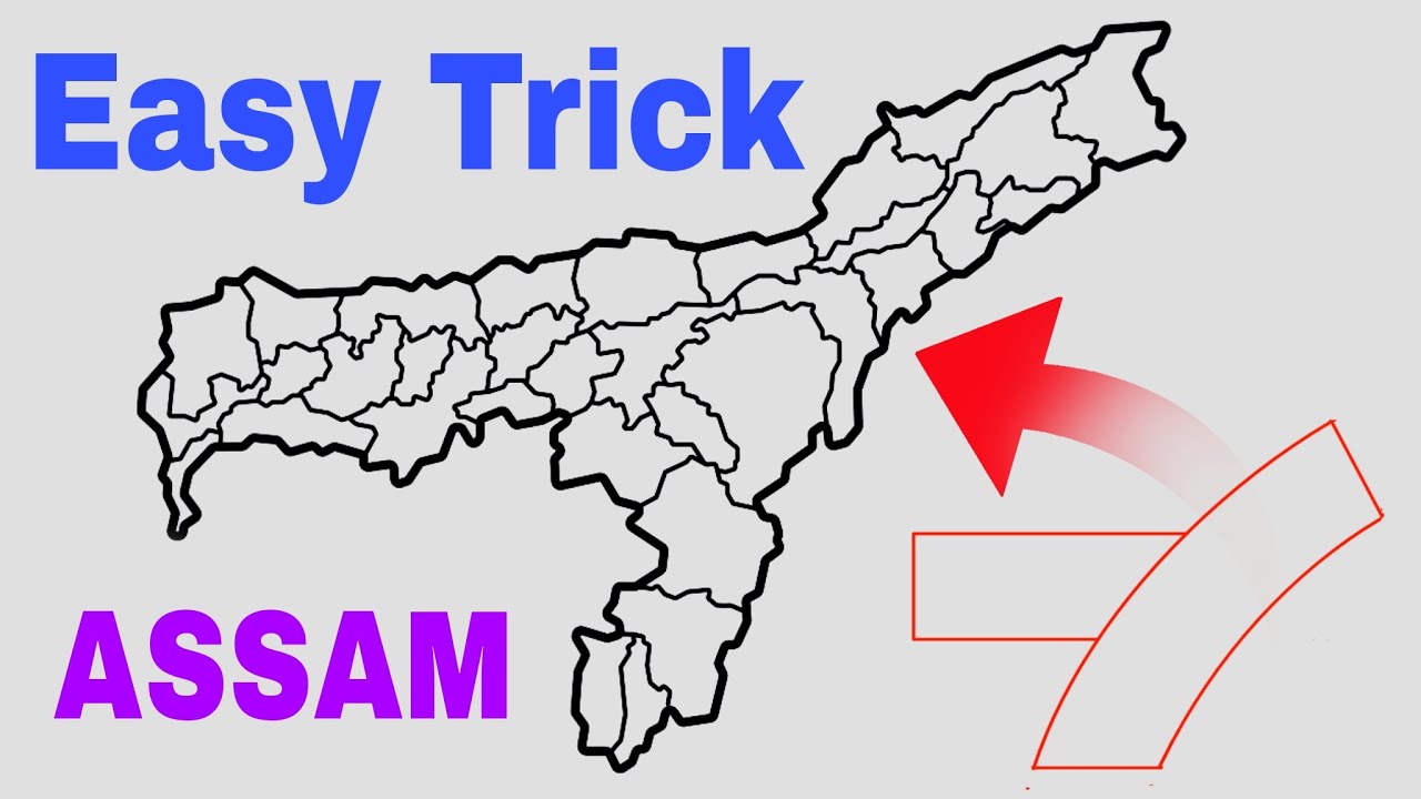 Assam map drawing easy tricks || How to draw Assam map easily - YouTube