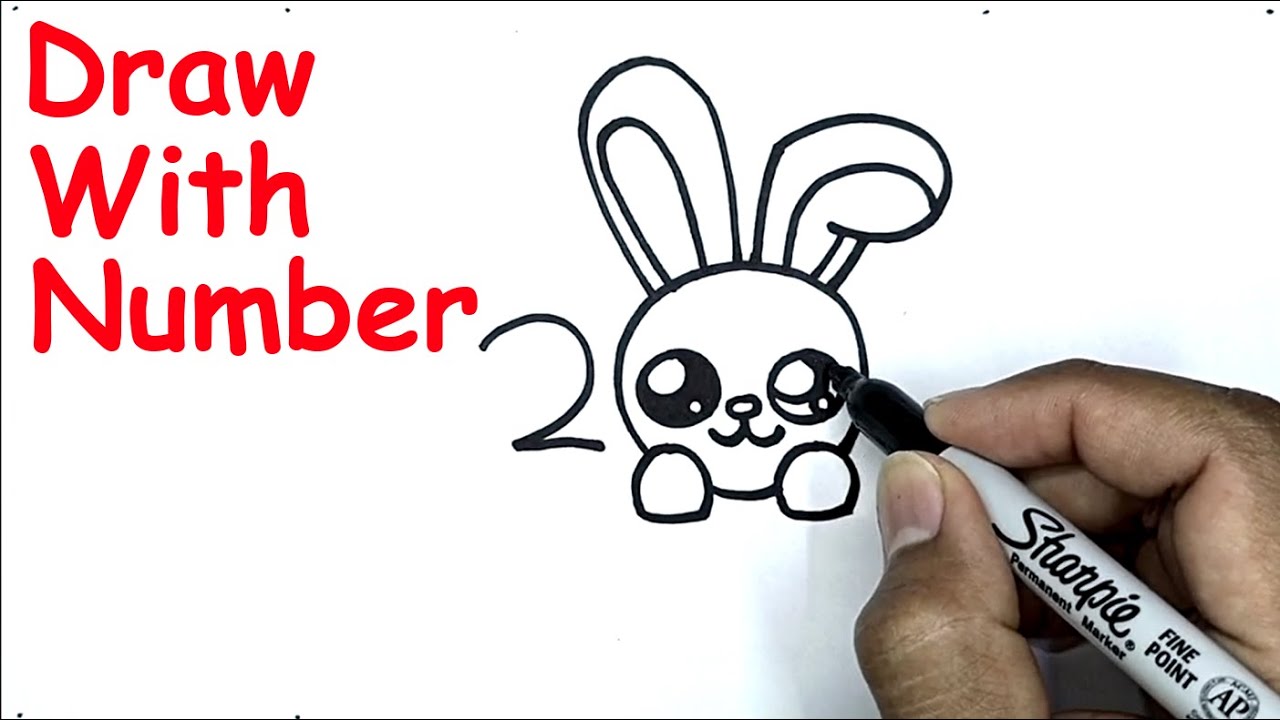 How To Draw A Bunny With Number 2 | Drawing Using Number - YouTube