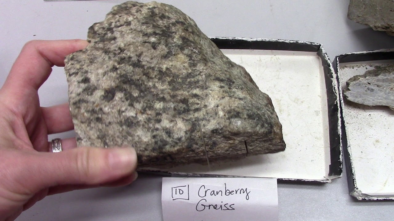 Cranberry gneiss hand sample - YouTube