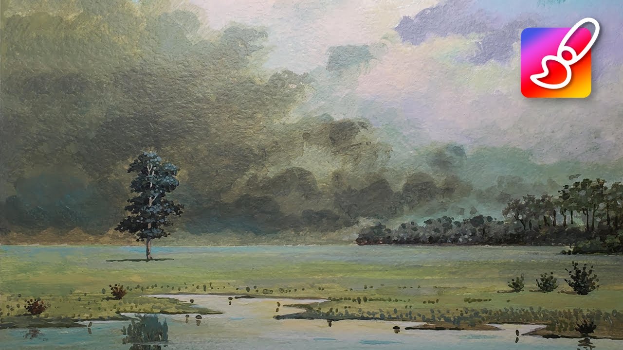 Easy Acrylic Landscape Painting Tutorial | Step by Step for Beginners ...