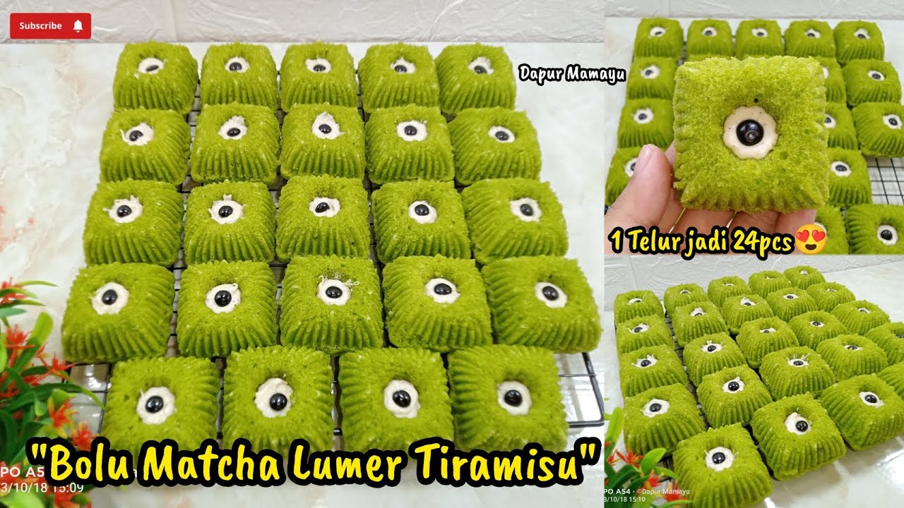 RESEP BOLU MATCHA LUMER TIRAMISU, IDE ISIAN SNACK BOX😍 - YouTube