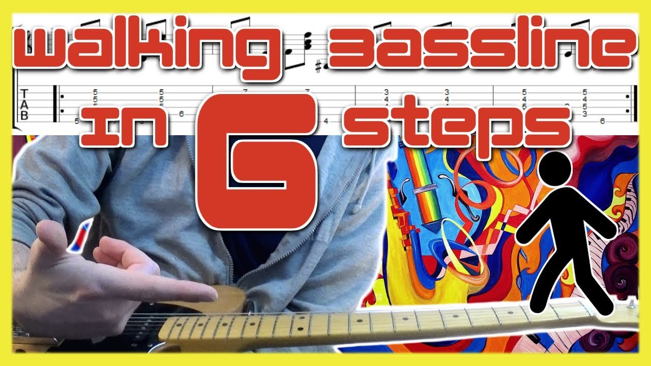 Walking Bass Line Guitar Lesson In 6 Steps (Jazz Tutorial With Tabs ...