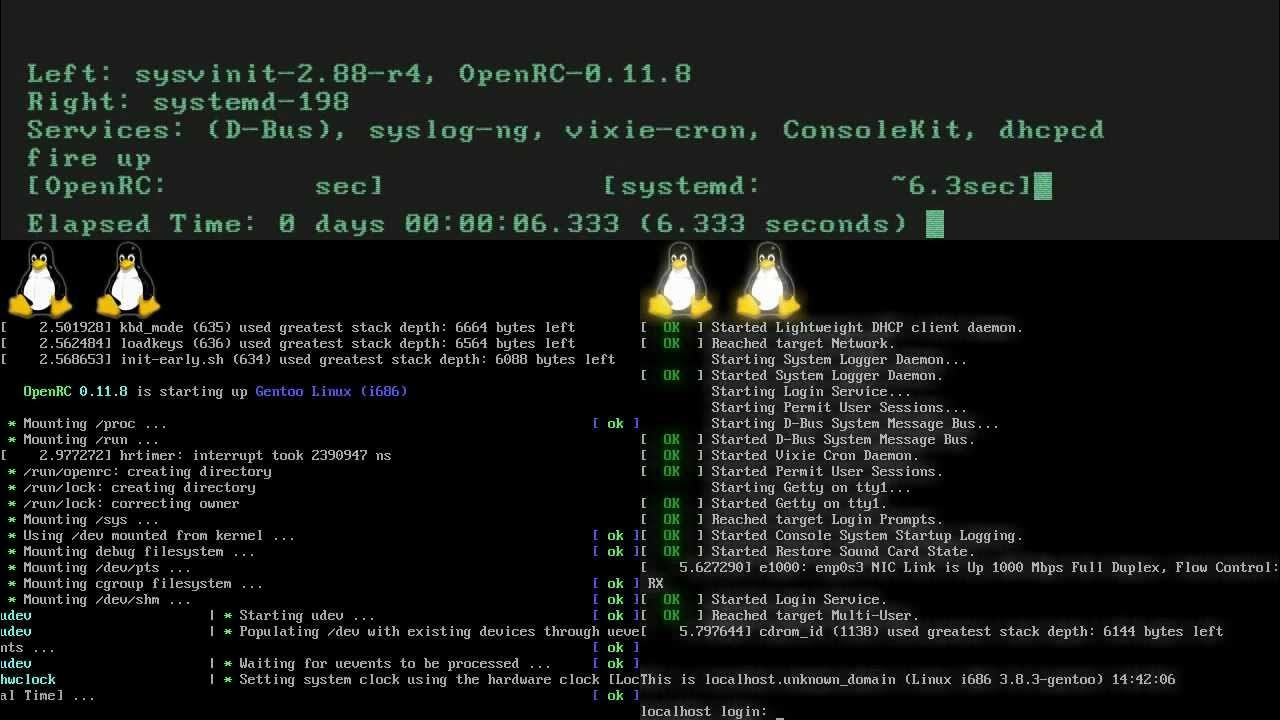 Boot time comparison: OpenRC vs systemd - YouTube