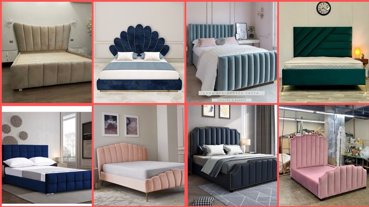 Beautiful and decent bridal bed designs | velvet posish bed designing ...