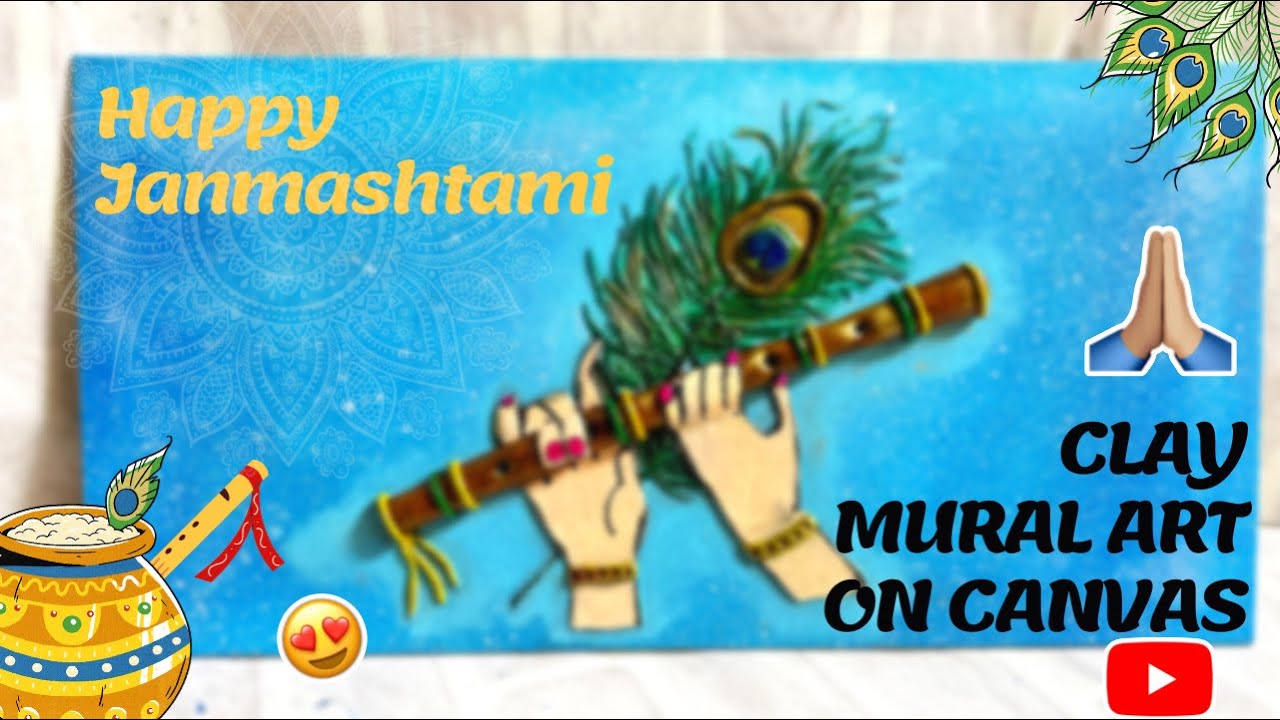 KRISHNA CLAY MURAL PAINTING ON CANVAS| 3D CLAY MURAL ART| JANMASHTAMI ...