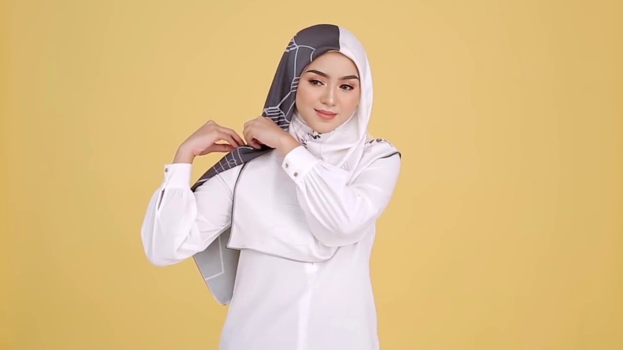 Modern Bawal Tutorial Chest Covered | Malaysia Hijab Tutorial | Galeri Ariani - YouTube