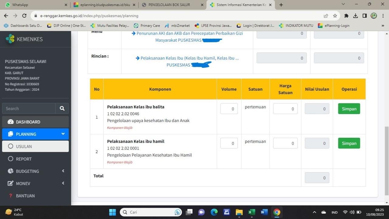 Tutorial ePlanning : Perhitungan dan Input Volume dan Harga Satuan pada Komponen BOK Puskesmas ...