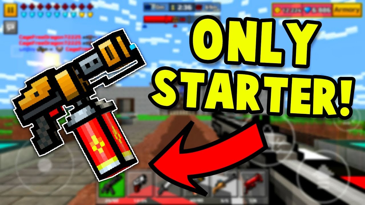 Pixel Gun 3D - Clan Siege Battle (Only Starter Weapons Challenge) - YouTube