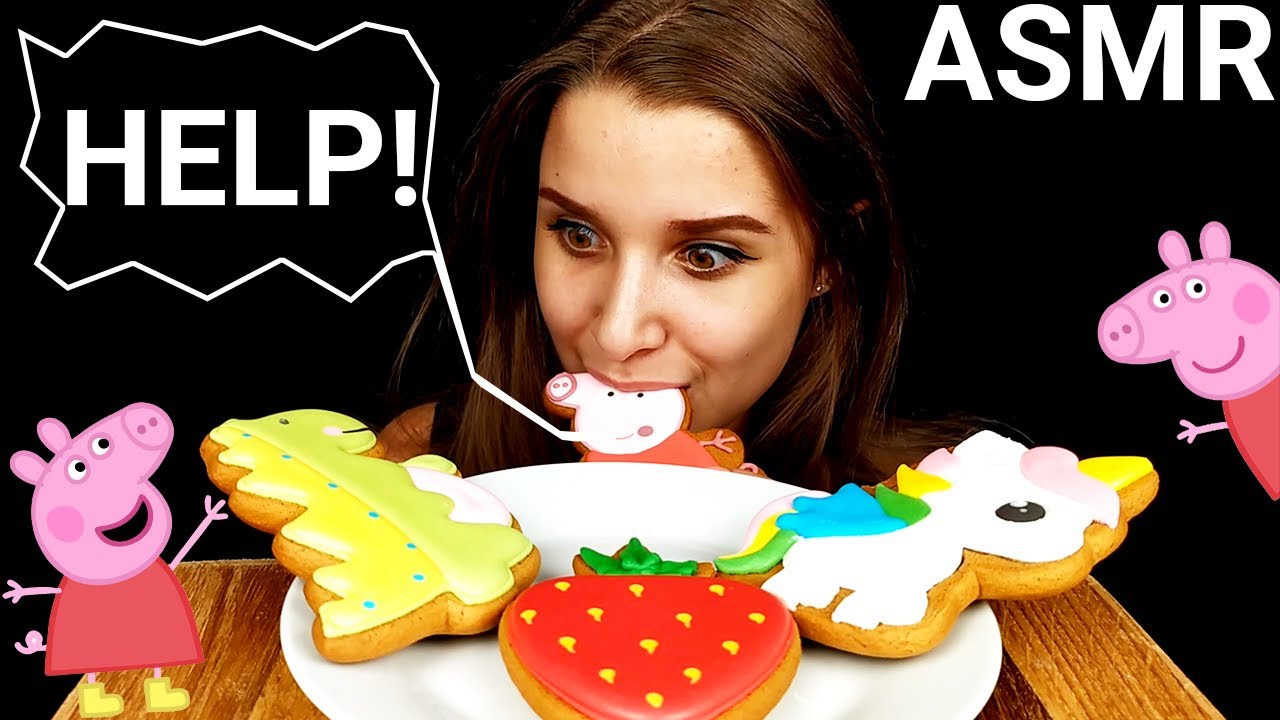 ASMR COOKIES PEPPA PIG, STRAWBERRY, DRAGON, UNICORN MUKBANG (No Talking ...