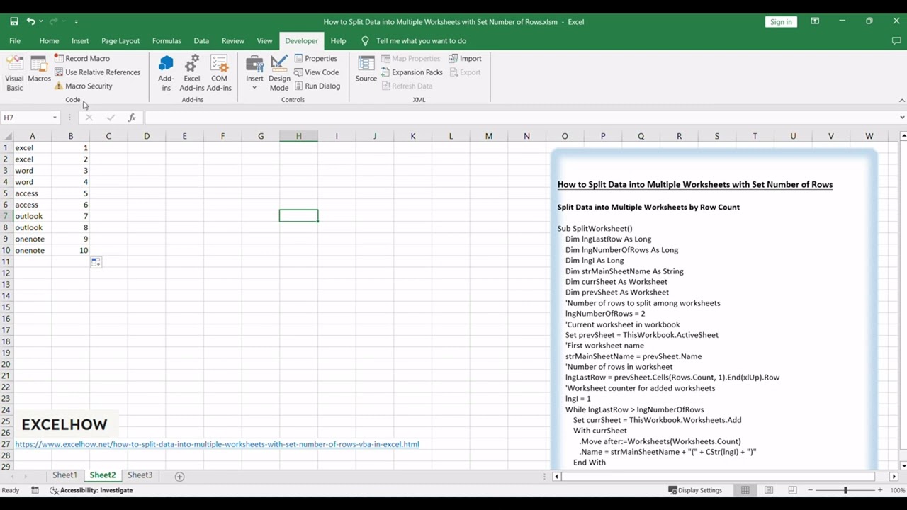 How To Split Data Into Multiple Worksheets With Set Number Of Rows In How To Split Data Into Multiple Worksheets With Set Number Of Rows In