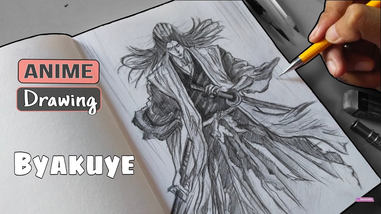BYAKUYE BLEACH anime drawing step by step , how to draw anime character ...