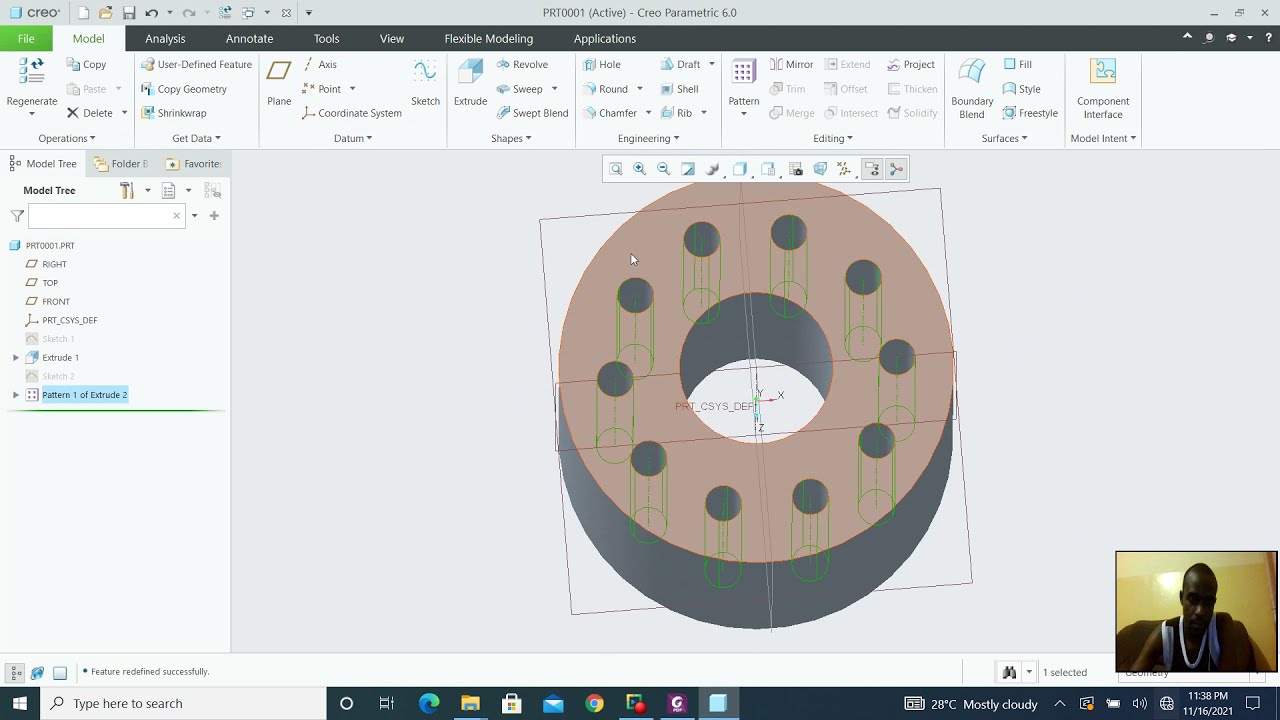 CREATING AXIAL PATTERNS IN CREO - YouTube