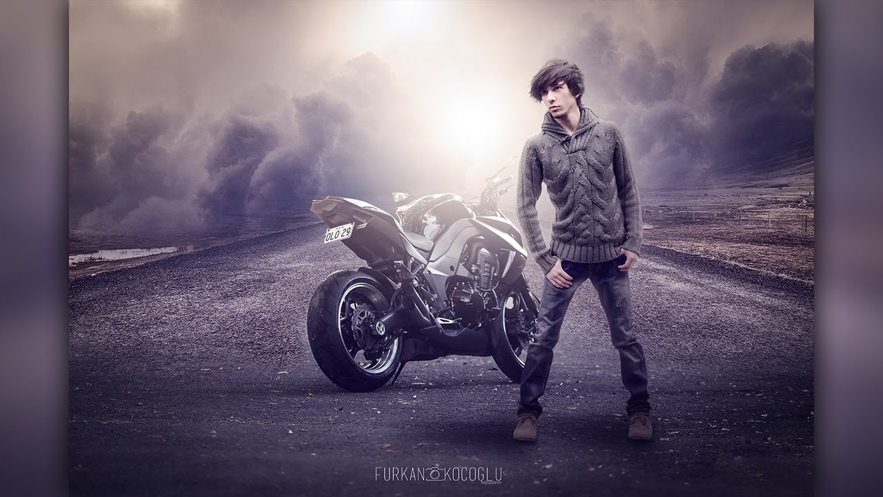 Photoshop Tutorial | Make ''Motorcycle Boy'' Photo Manipulation - YouTube