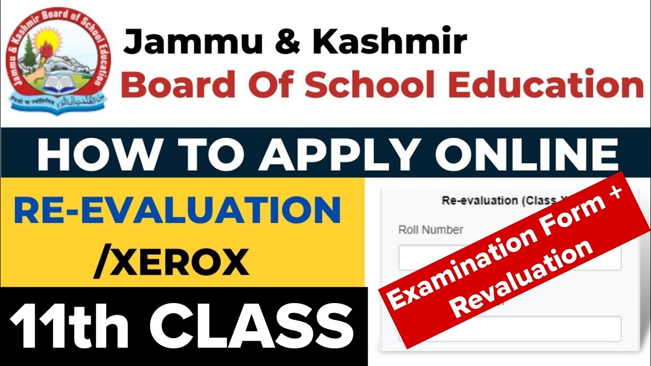 Jkbose 11th Class Revaluation Form 2024 | How To Apply ? Reappear/Re ...