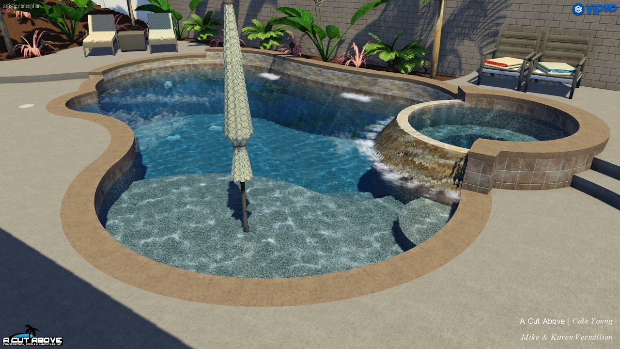 A Cut Above Pools 3D Pool Studio Design - Vermillion - YouTube