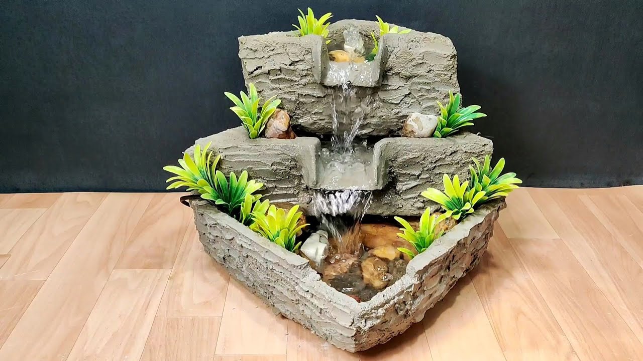 Very nice amazing table top garden waterfall fountain making at home ...